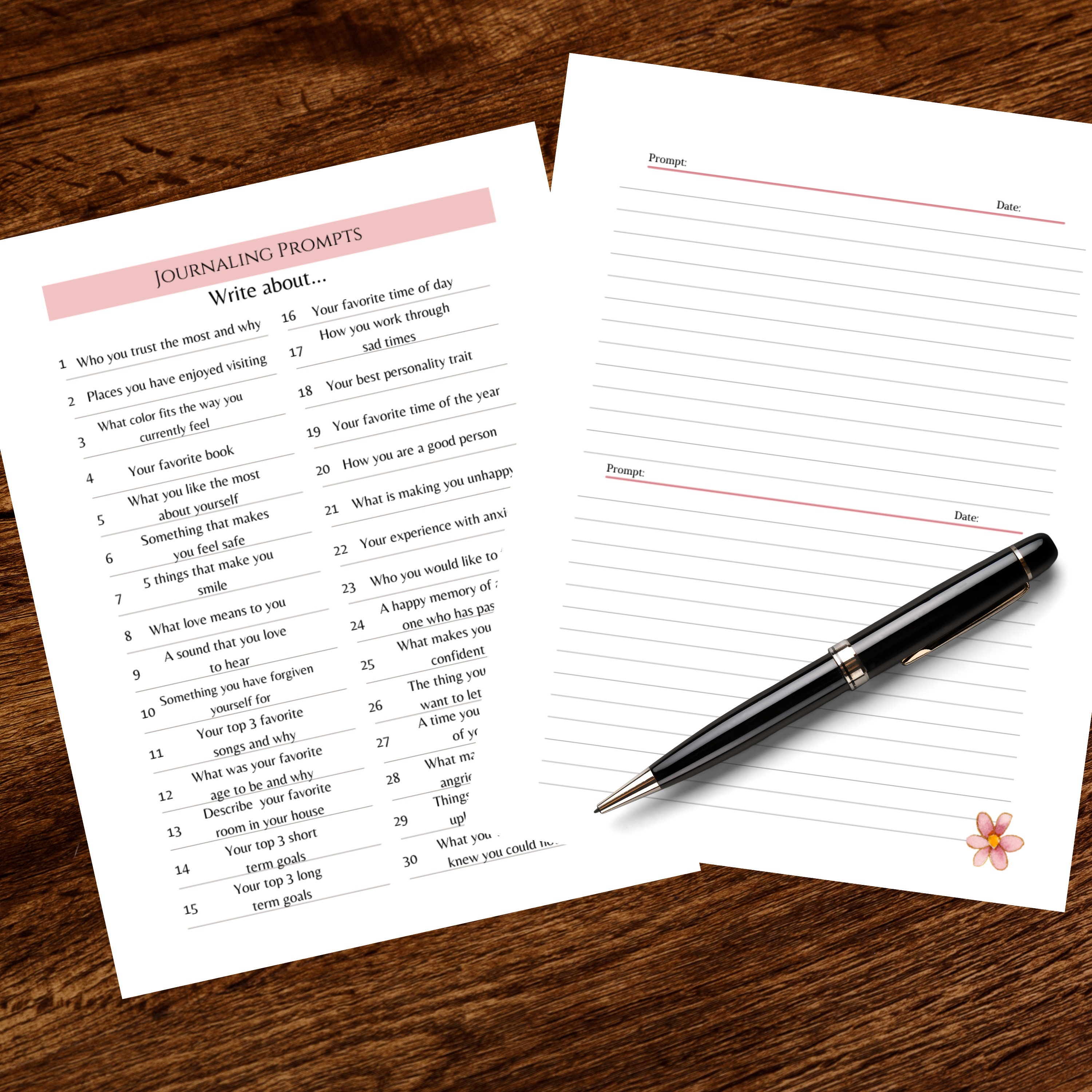 Journal Prompts, Mental Health Wellness Printable Workbook, Self Worth ...