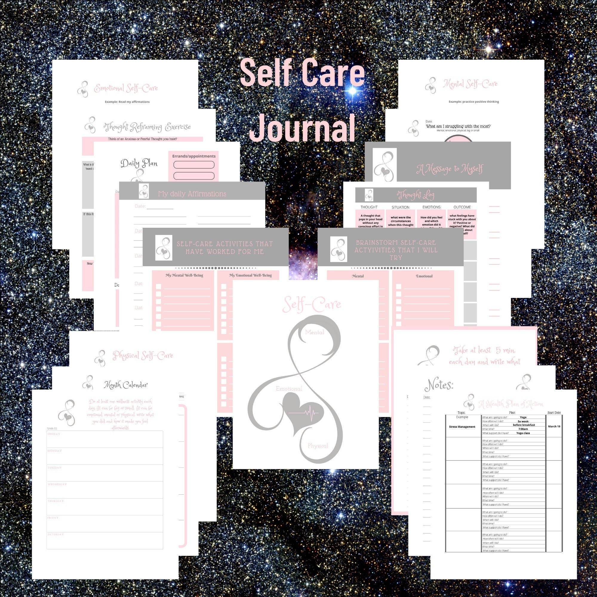 Self Care Journal, Mental Health Planner, Depression Wellness Symptom ...