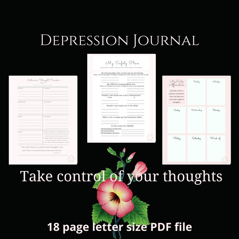 Depression Mental Health Journal Planner Anxiety Worksheets - Etsy