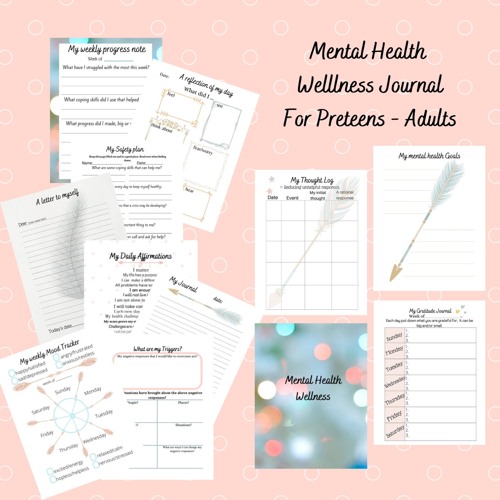 Mental Health Planner - Goals - Mood Tracker - Wellness - Journal ...