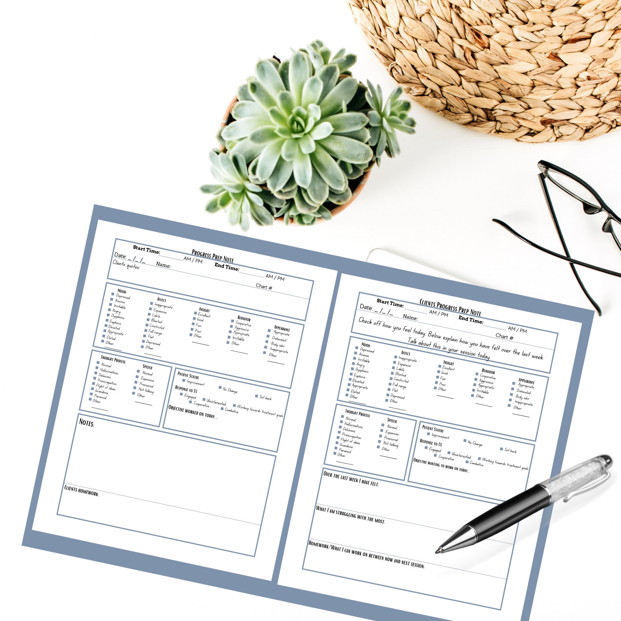 Clinicians Progress Prep Note Plus, Printable Psychotherapy Check List ...