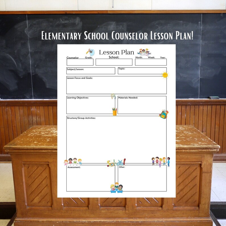 Elementary School Counselor Lesson Plan Journal, Instant Download ...
