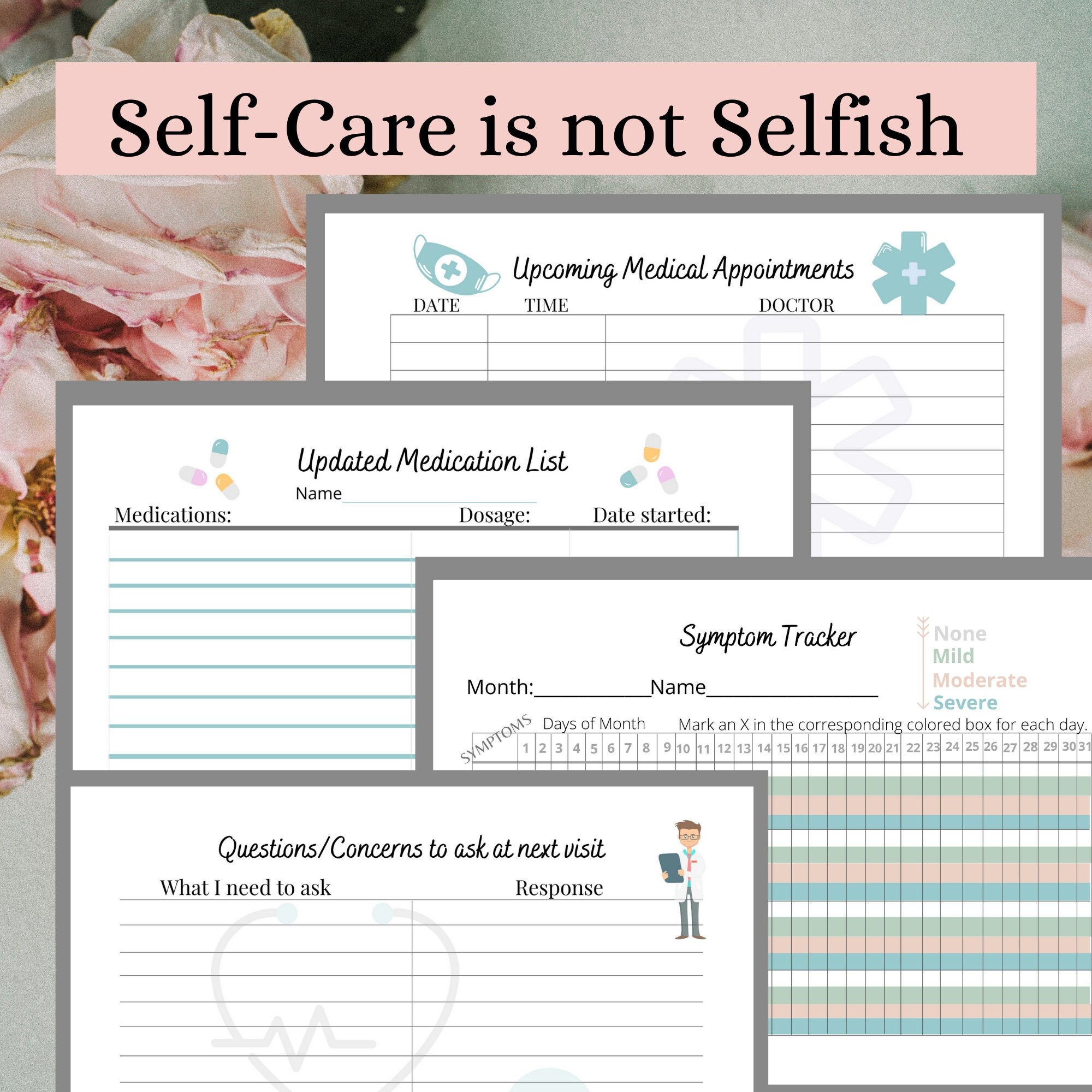 Printable Symptom Tracker, Medication List, Ask Doctor, Medical ...