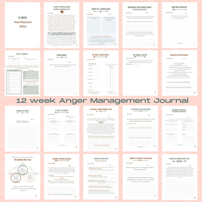 Anger Management Mental Health Printable Journal, Mood Swing Outburst ...