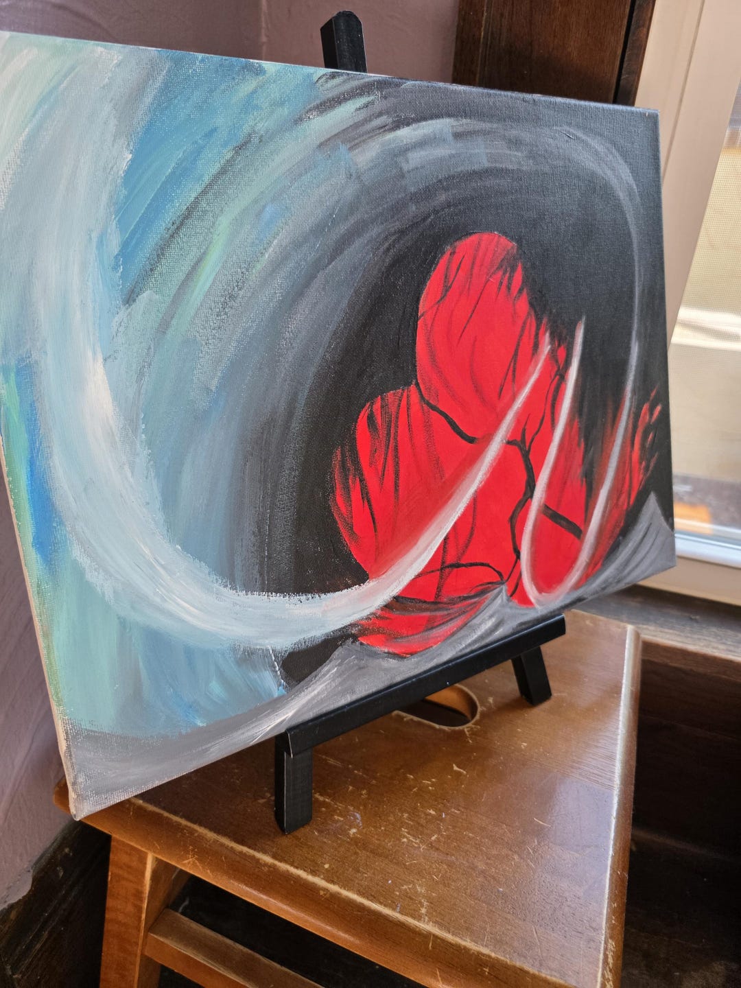 Original Abstract Broken Heart Acrylic Painting, 12
