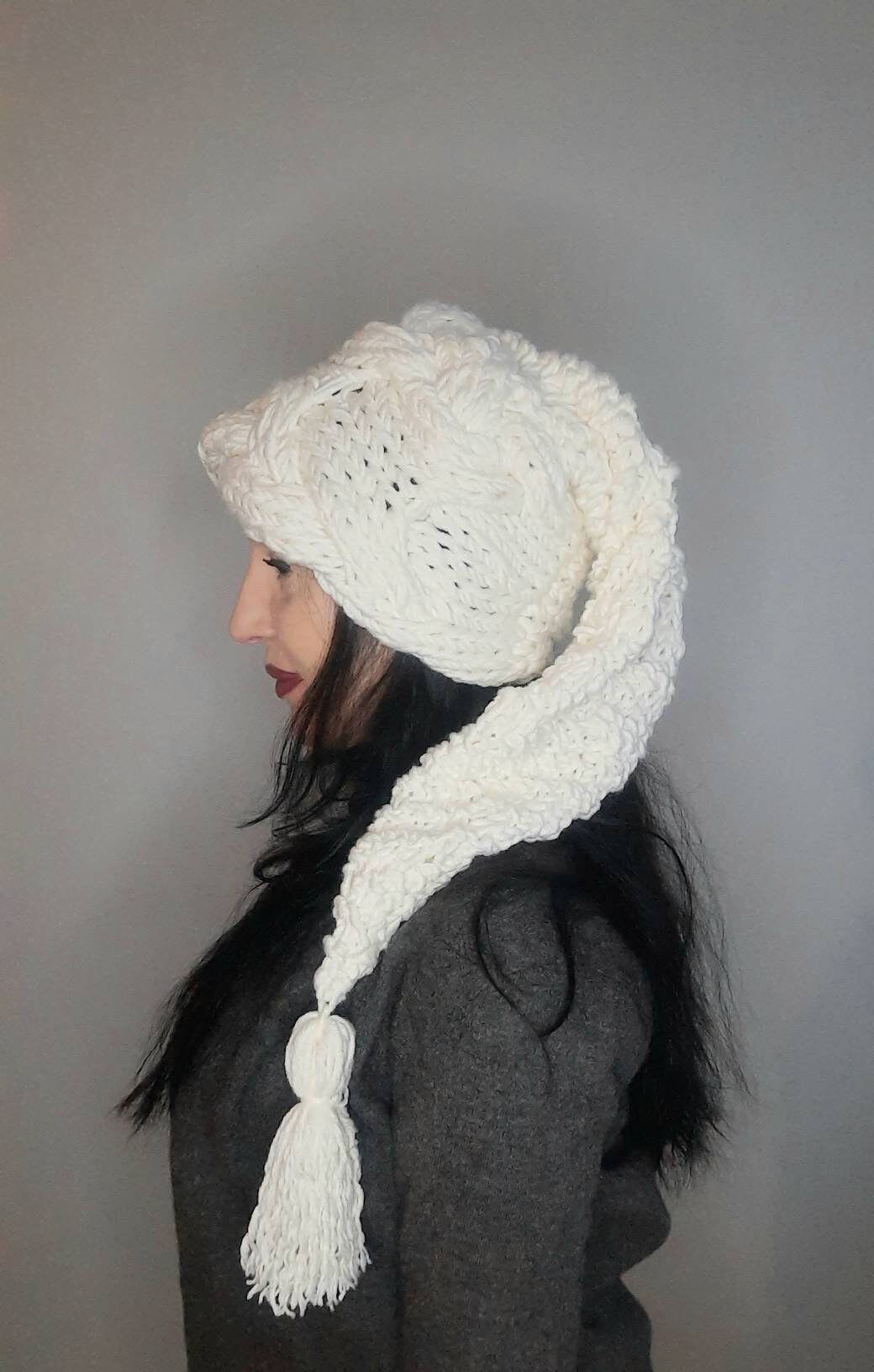 The Cap is Knitted With a Long Tail. Stocking Cap. Stocking, Long Hat ...