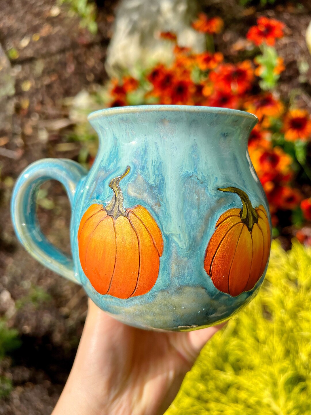 Handmade Hand Painted Pumpkin Ceramic Coffee Tea Mug - Etsy