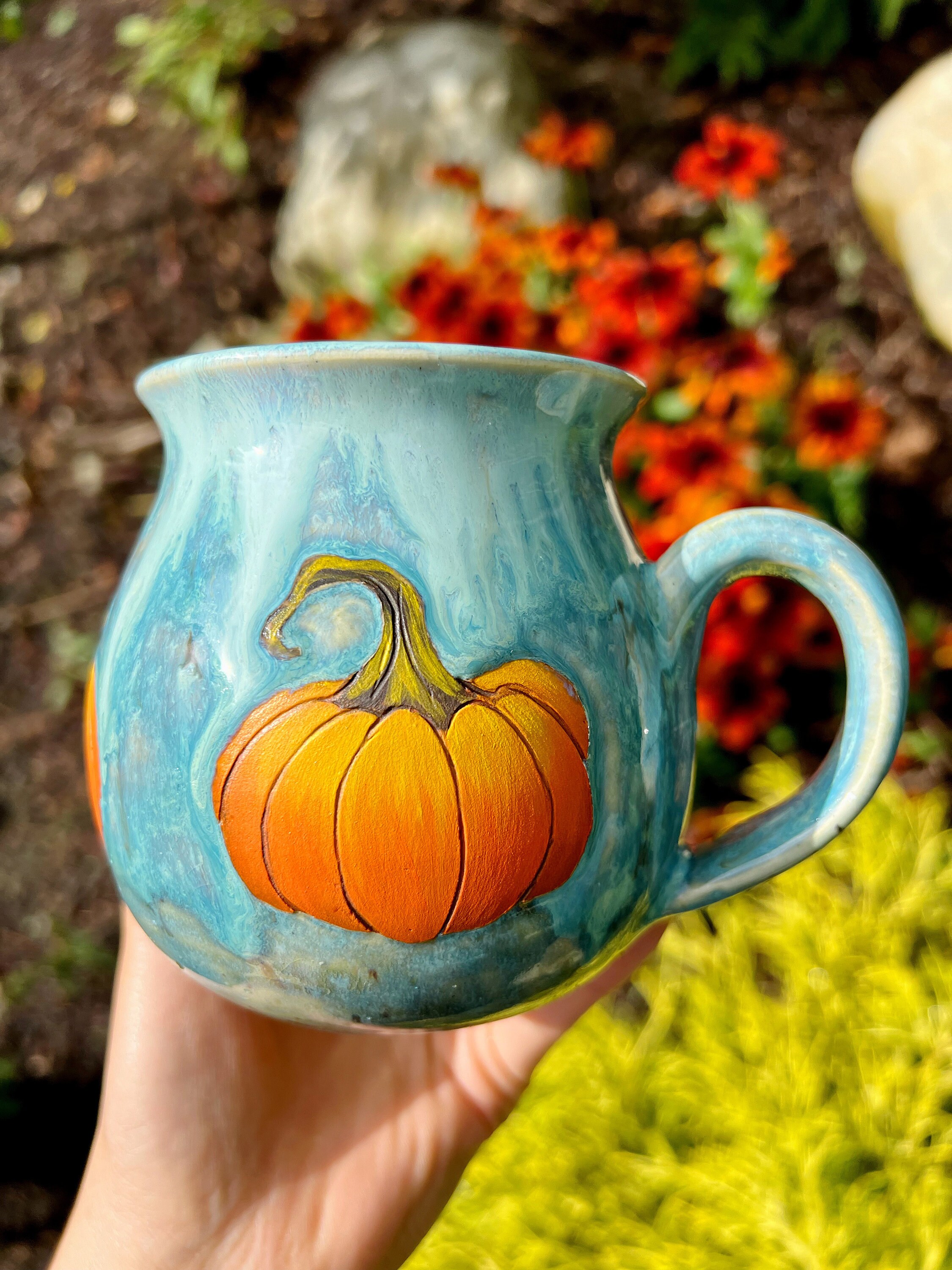 Handmade Hand Painted Pumpkin Ceramic Coffee Tea Mug - Etsy