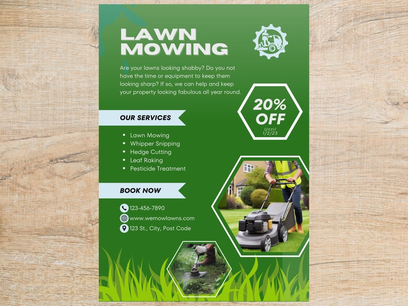 Lawn Mowing Flyer Template | Customisable & Editable in Canva for FREE ...