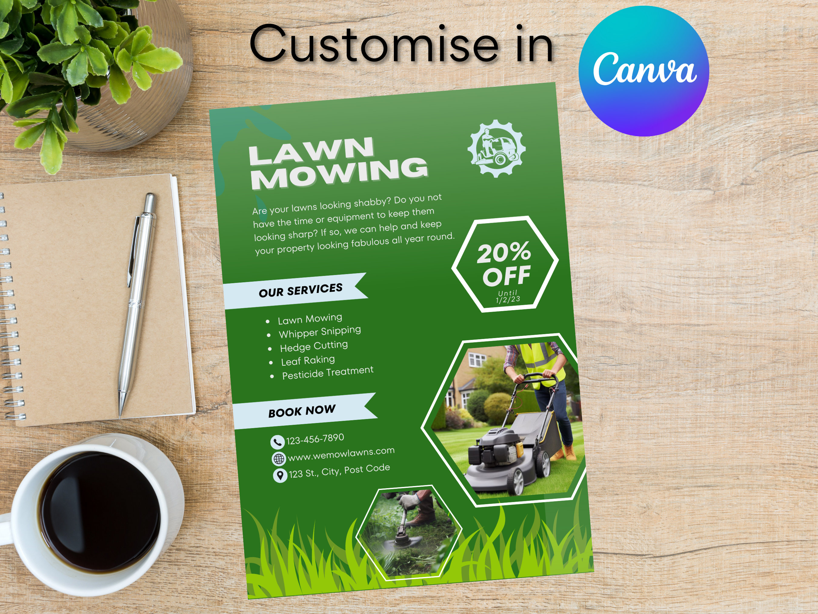 Lawn Mowing Flyer Template Customisable & Editable in Canva for FREE ...