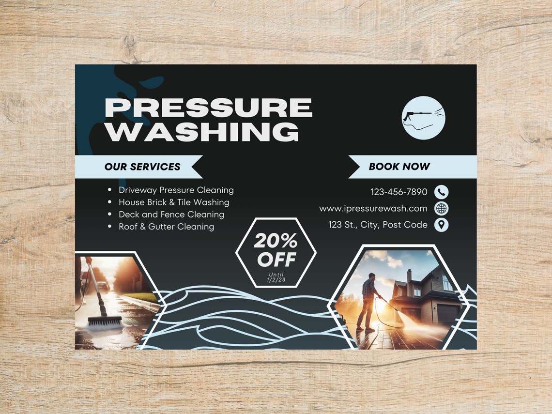 Pressure Washing Flyer Template | Customisable & Editable in Canva for ...
