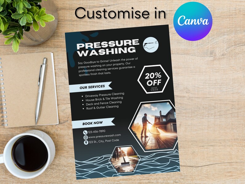 Pressure Washing Flyer Template | Customisable & Editable in Canva for ...