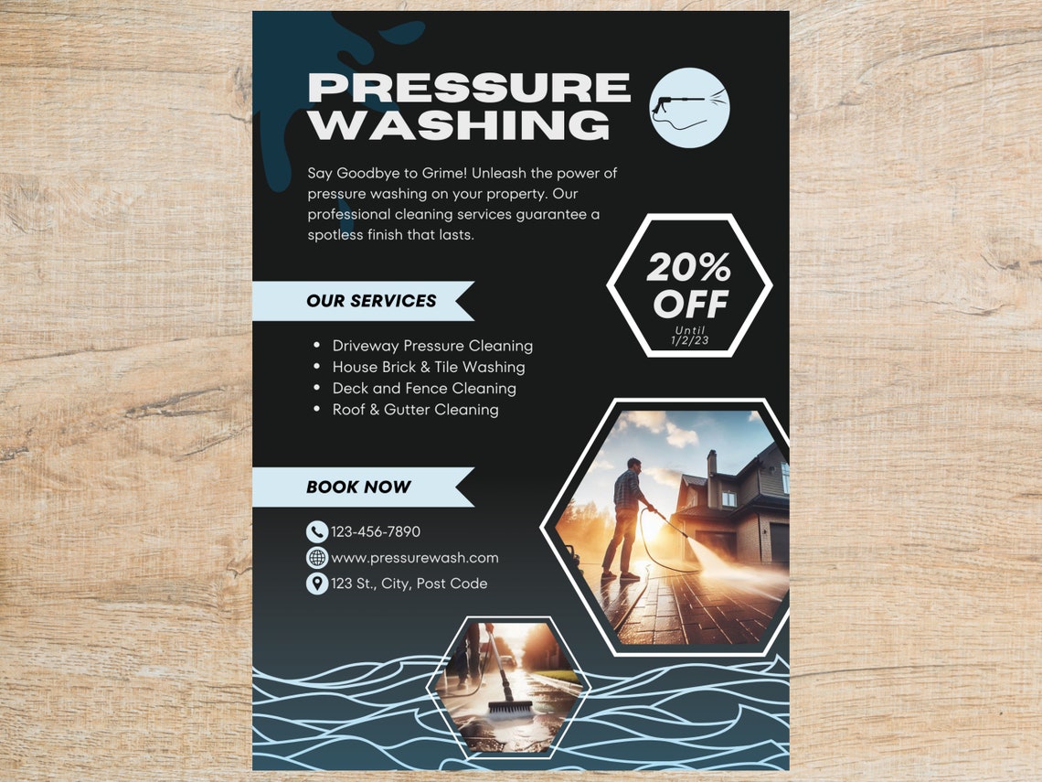 Pressure Washing Flyer Template | Customisable & Editable in Canva for ...