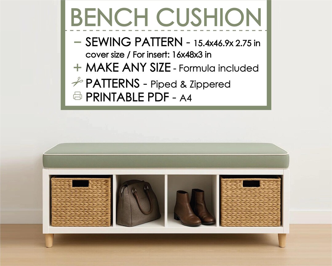 DIY Bench Pad Seating Cushion Cover Sewing Pattern PDF for RV, Window ...