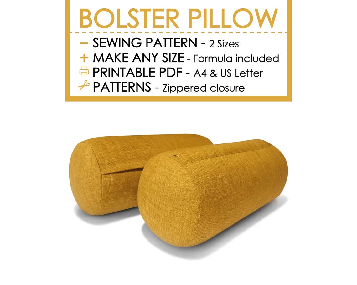 Easy Bolster Pillow Case Pattern PDF, Round Armrest Cushion Cover ...