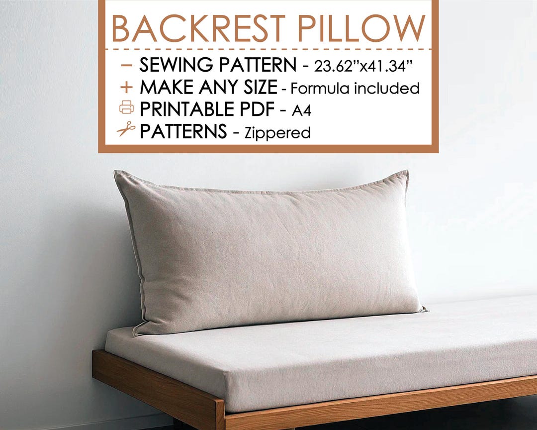 Backrest Cushion Sewing Pattern PDF: DIY Daybed Pillow Cover (23.62" X ...