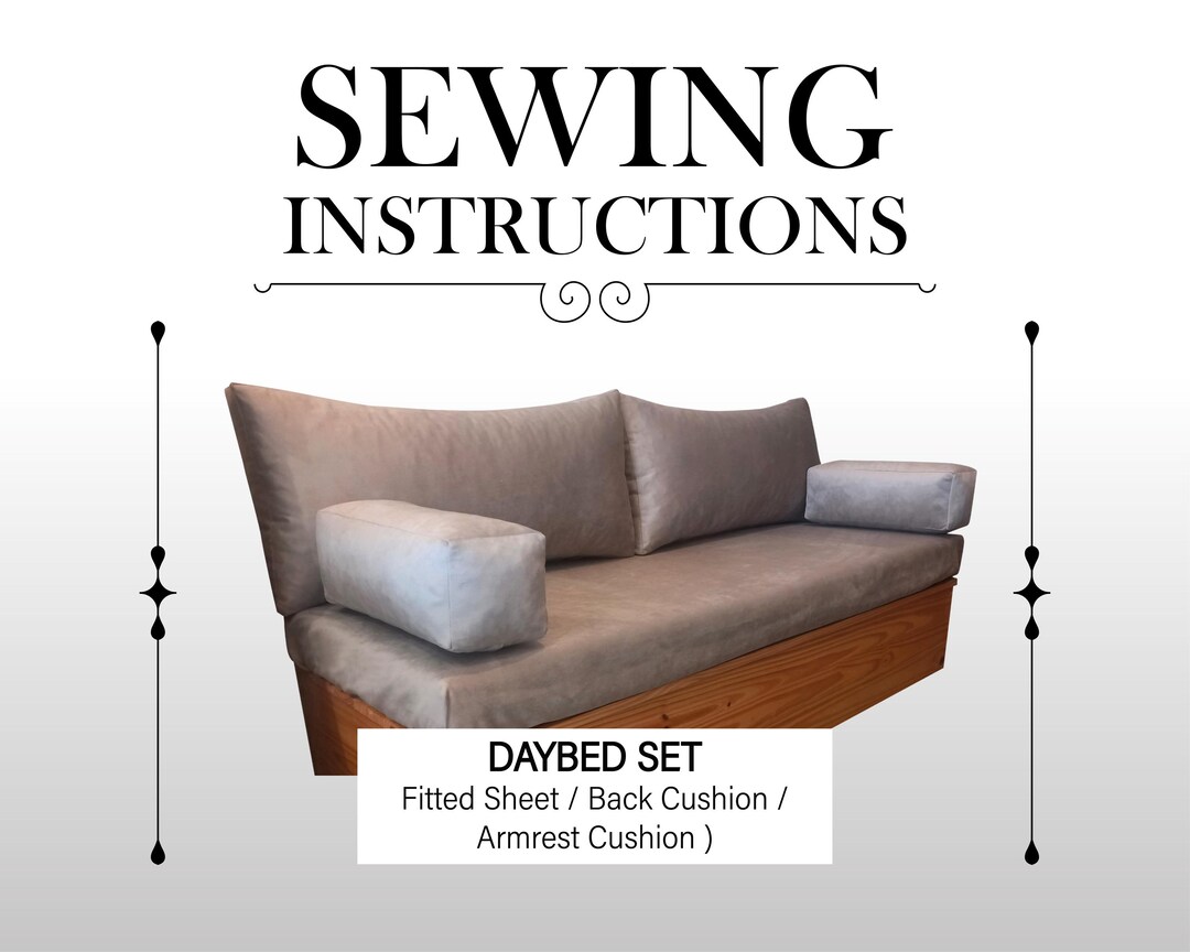 DIY Daybed Cover Pattern, Backrest Cushion PDF Sewing Pattern, Fitted ...