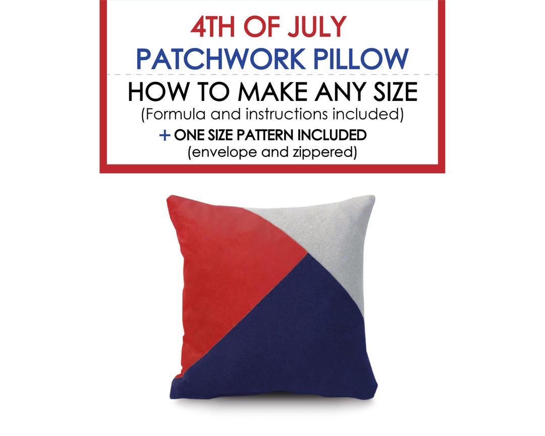 Patriotic Throw Pillow Sewing Pattern, 4th of July DIY Cover, Easy ...
