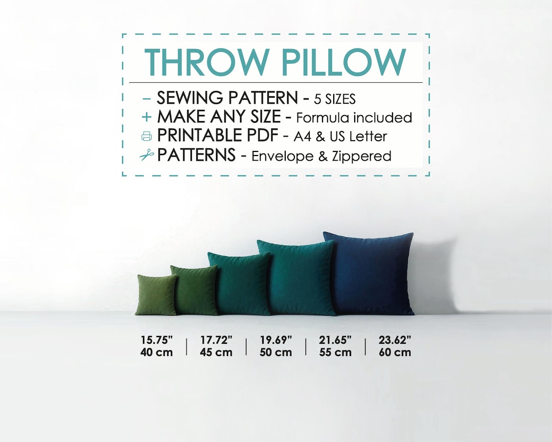 Throw Pillow Case Easy Sewing Pattern PDF – 5 Sizes | DIY Cushion Cover ...