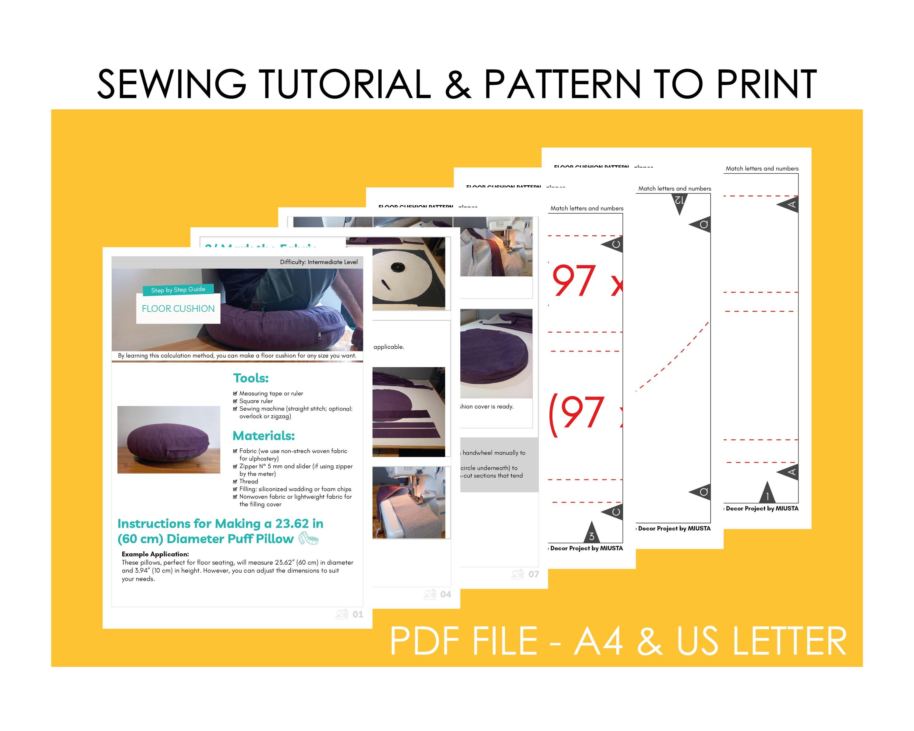 DIY Pouf Floor Cushion Sewing Pattern, Meditation Round Seat or Floor ...