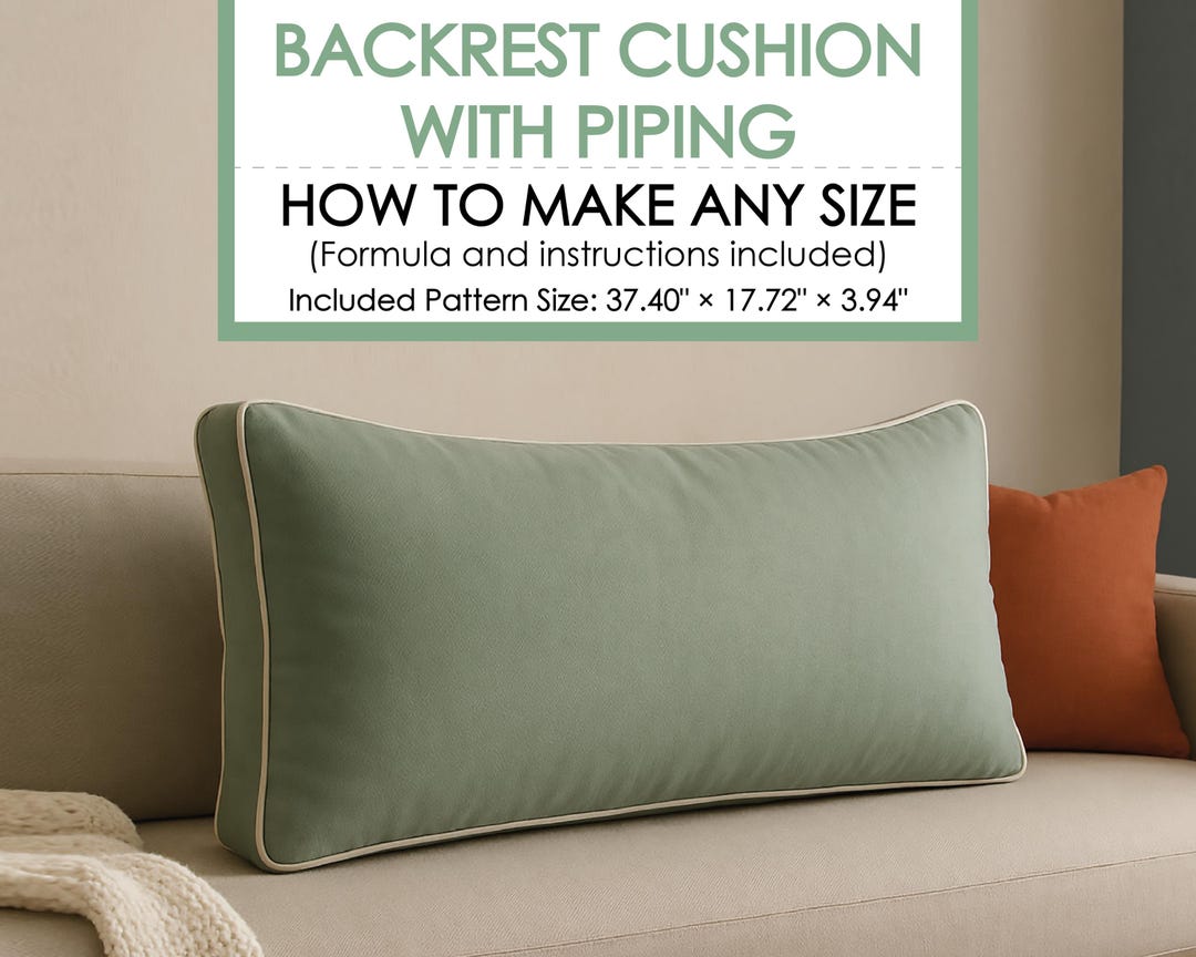 Backrest Cushion Sewing Pattern PDF | DIY Piped Pillow Cover Tutorial ...