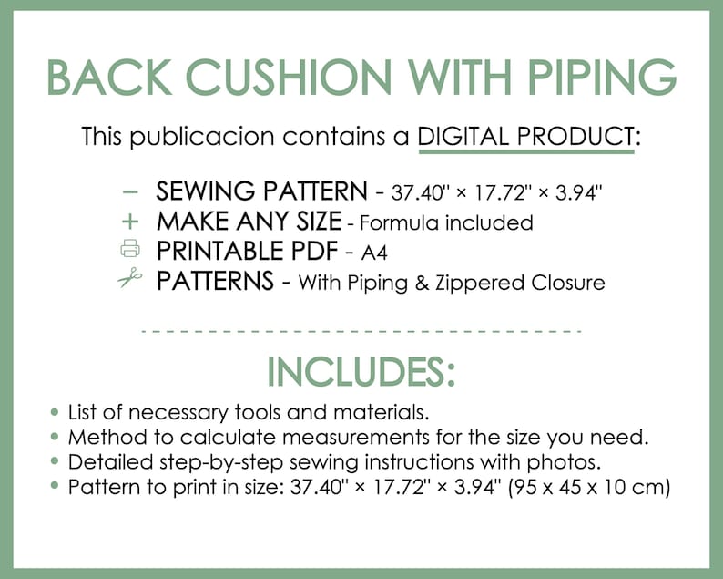 Backrest Cushion Sewing Pattern PDF | DIY Piped Pillow Cover Tutorial ...