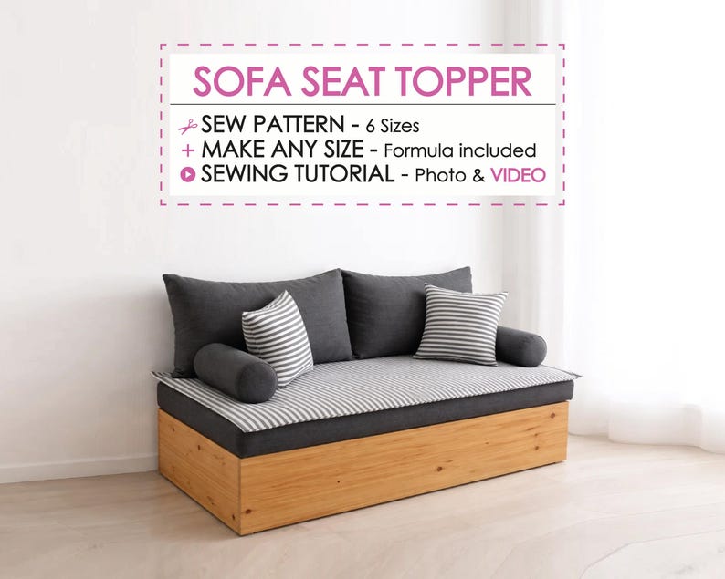 Sofa Topper Pad Sewing Pattern PDF, Quilted Couch Seat Cover Tutorial ...