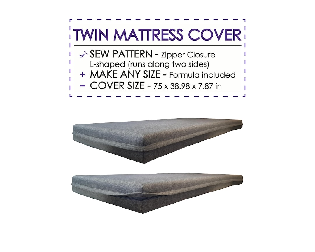 Twin Mattress Cover Sewing Pattern PDF – Zippered Bed Slipcover ...