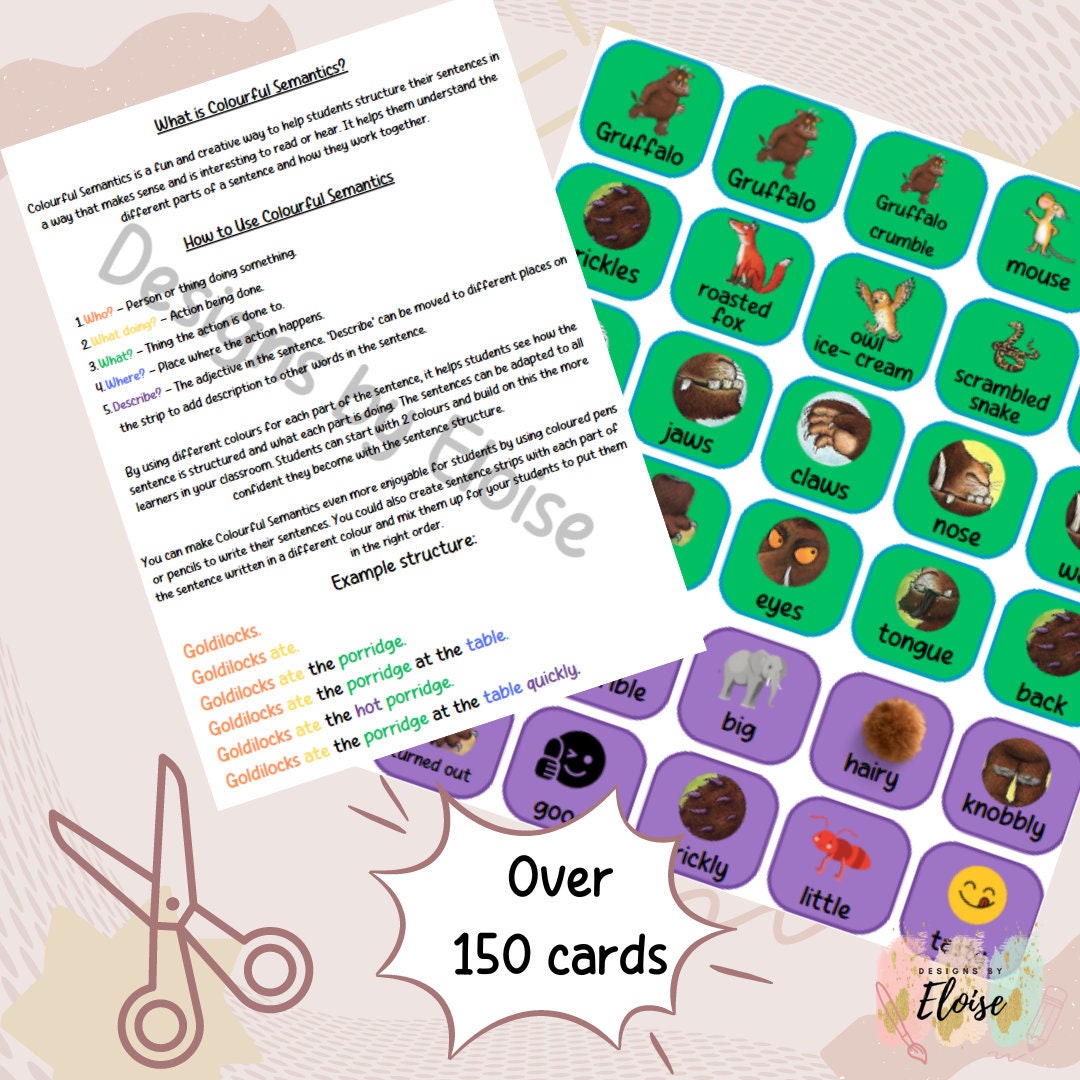 The Gruffalo Julia Donaldson Colourful Semantics Pack Build a Sentence ...