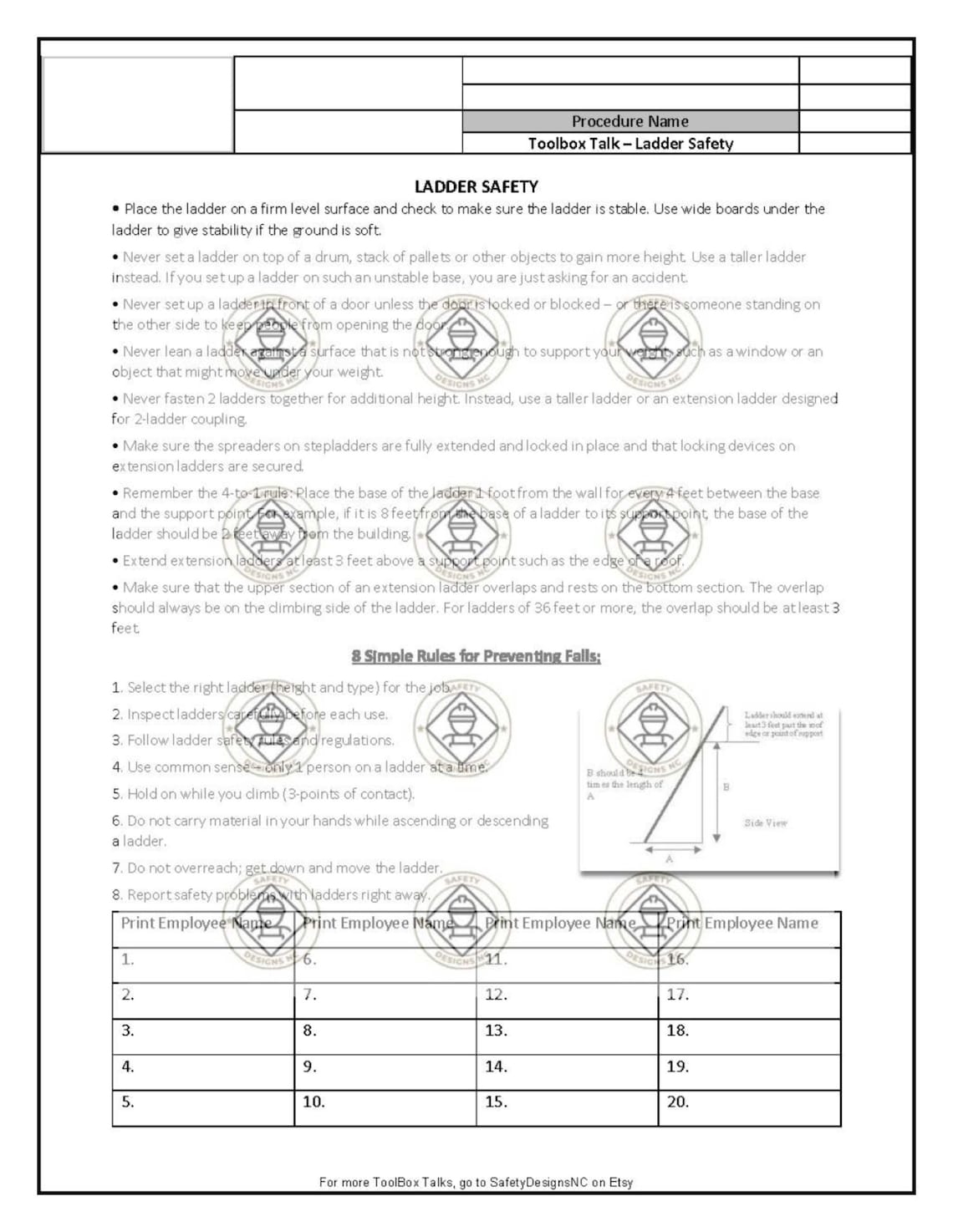Toolbox Talk: Ladder Safety - Etsy