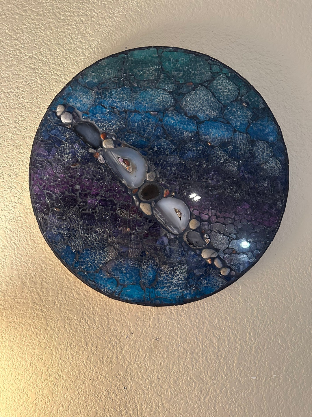 Serenity Tempered Glass Agate Mosaic// Calming Abstract Wall Art ...