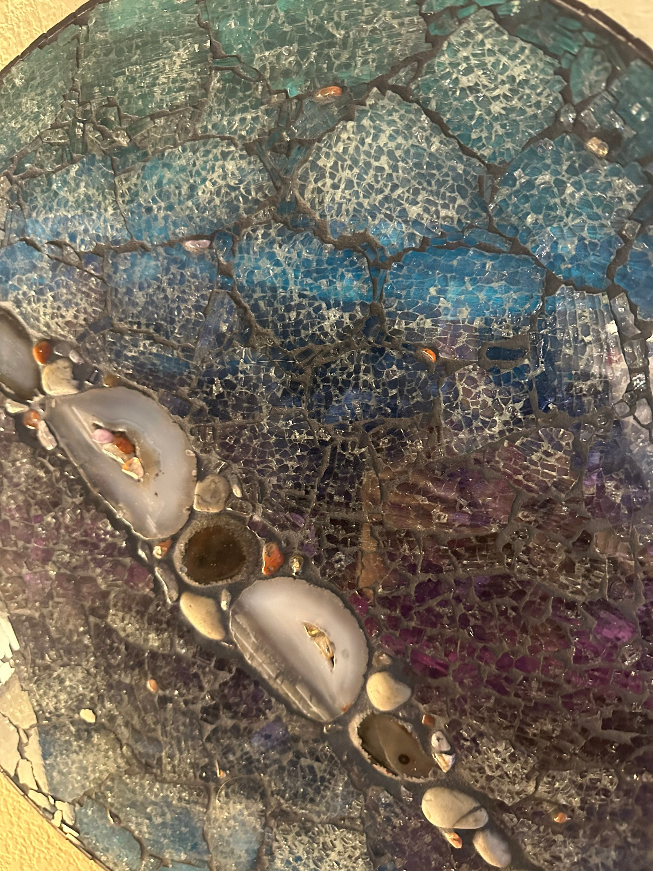 Serenity Tempered Glass Agate Mosaic// Calming Abstract Wall Art ...