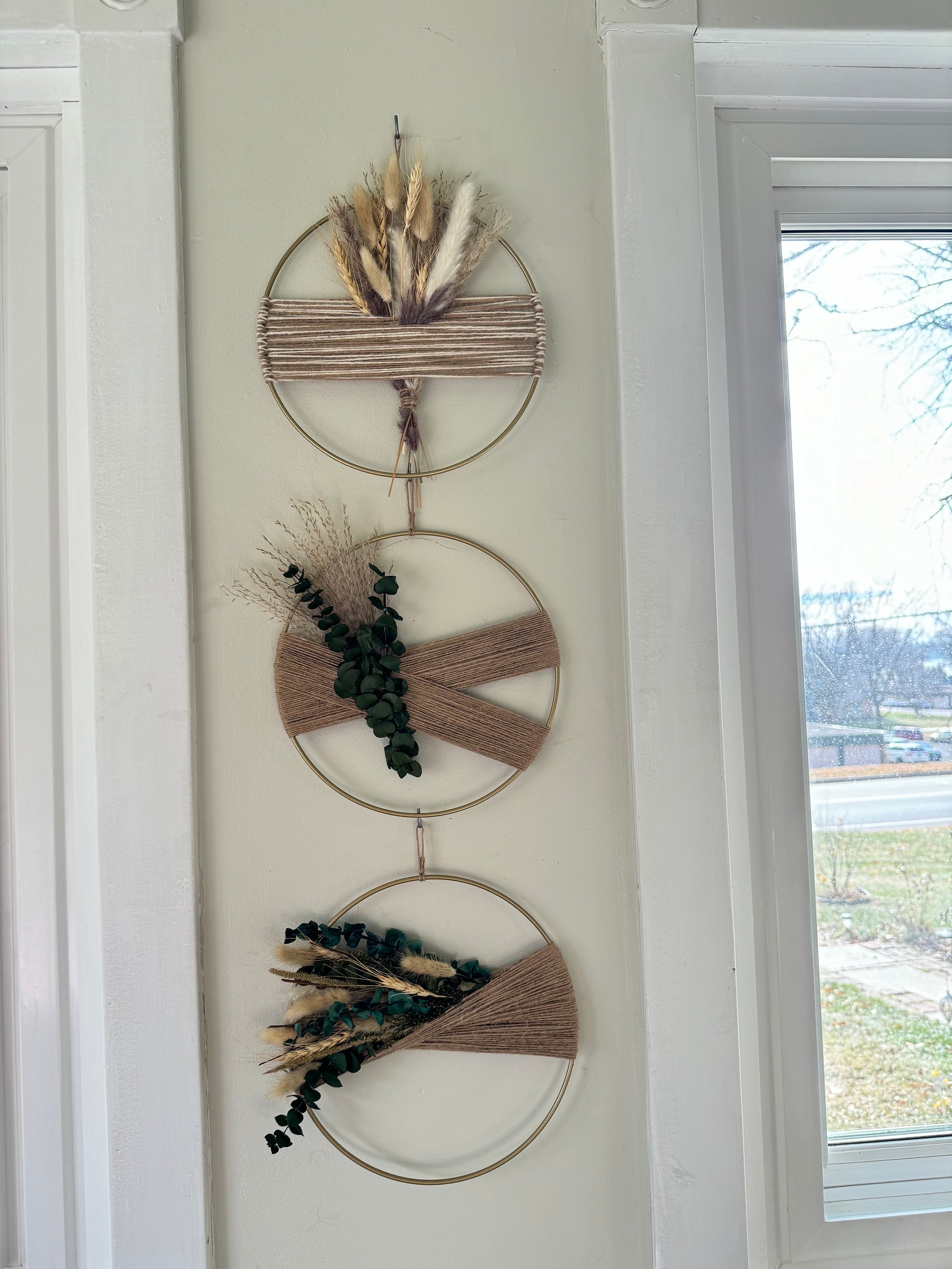 Dried Flower Boho Wreath Gold Hoop, Eucalyptus and Reeds Free Shipping ...