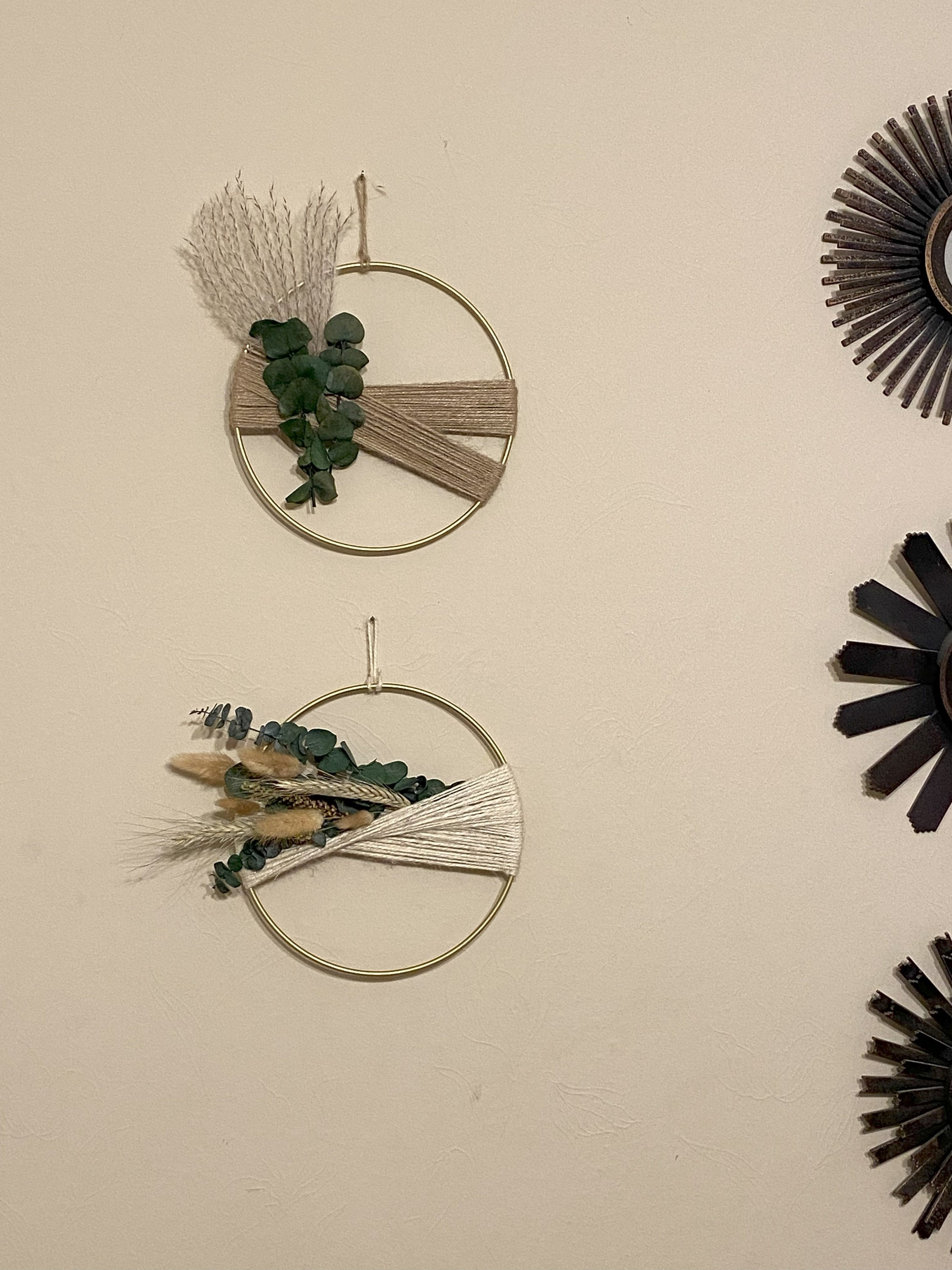 Dried Flower Boho Wreath Gold Hoop, Eucalyptus and Reeds Free Shipping ...