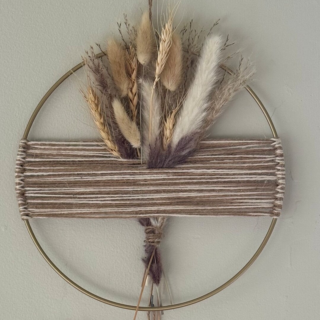 Dried Floral Boho Wreath - Pampas, Wheat, Bunny Tails, and Reeds - Free ...