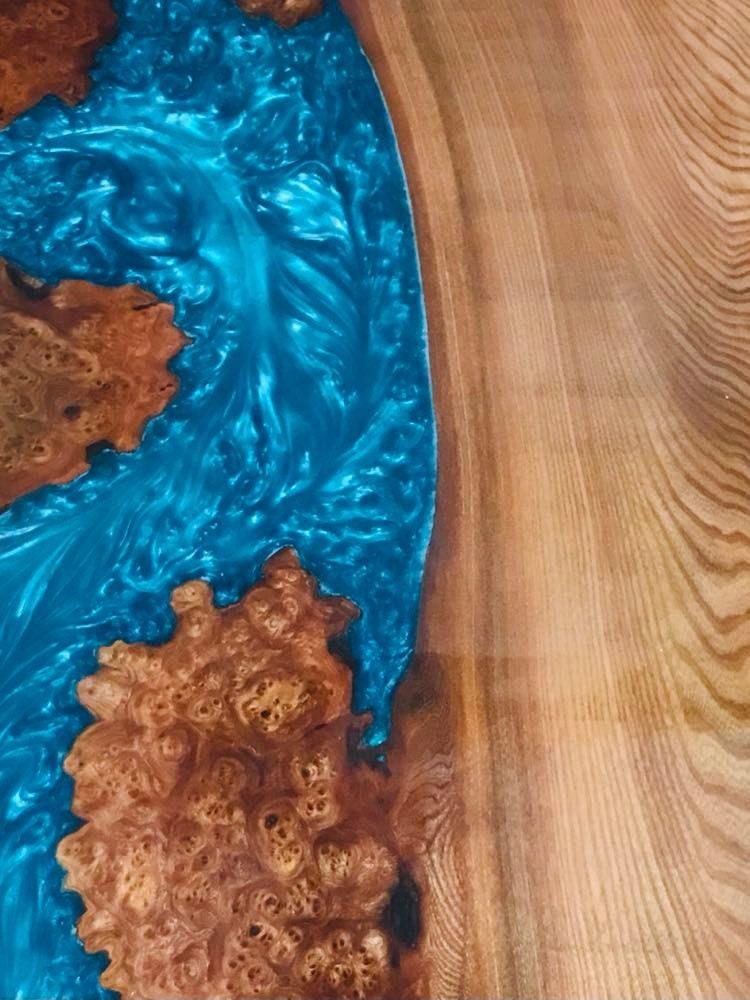 Teal Epoxy Resin / Pippy / Burr Elm / Coffee Table / - Etsy UK