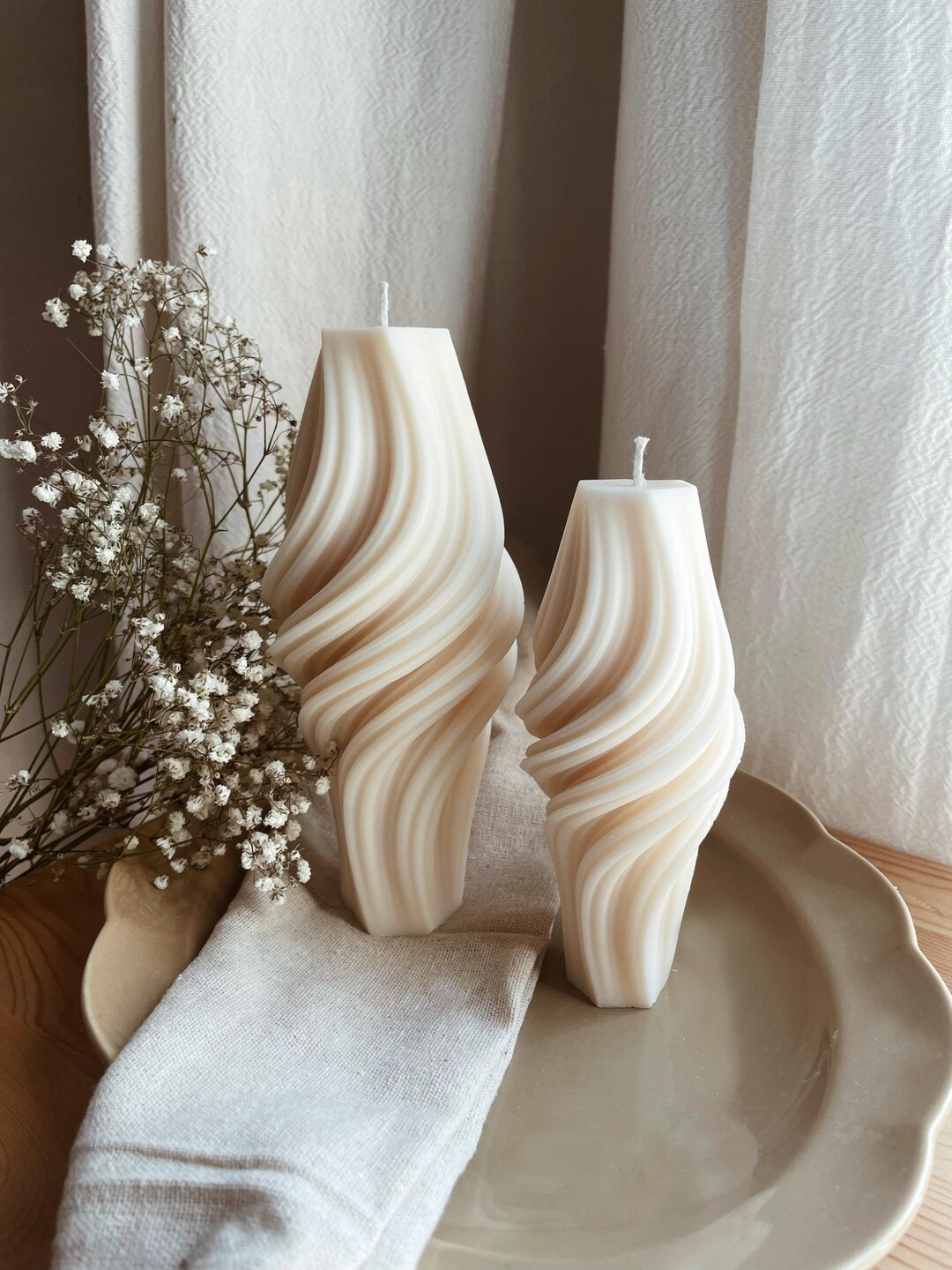 Flame Swirl Candle SIENNA Made From Rapeseed Wax | Wave Candle as a ...