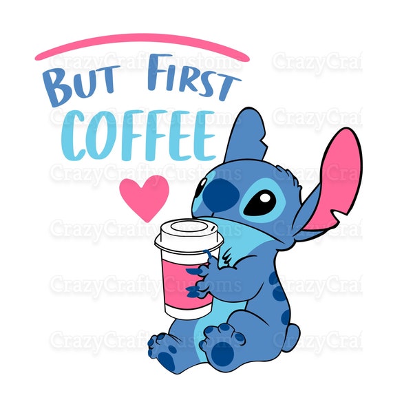 Stitch and Coffee Svg - Etsy