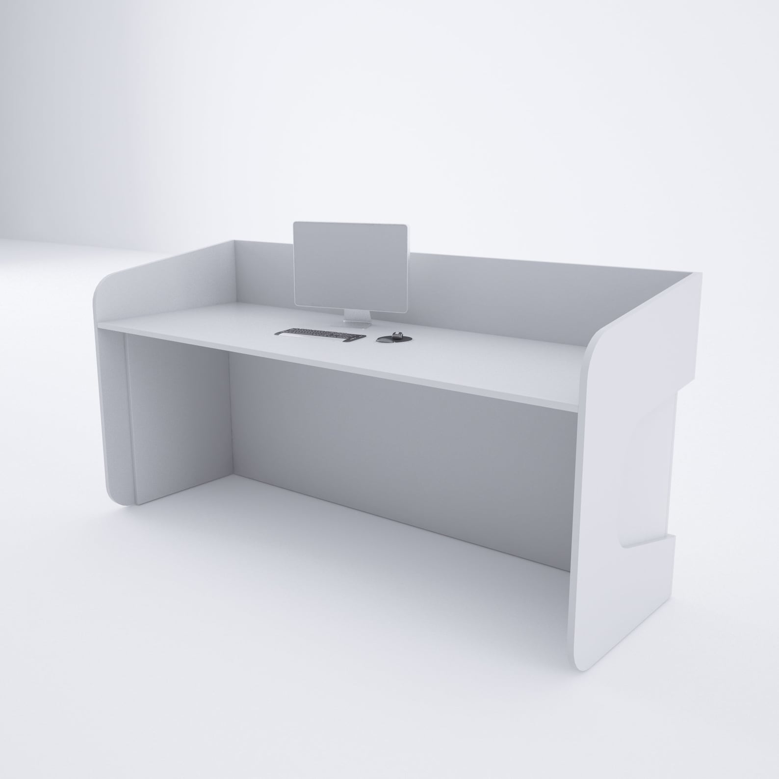 Reception Desk Model 1 White-white, White Reception Desk, Custom ...