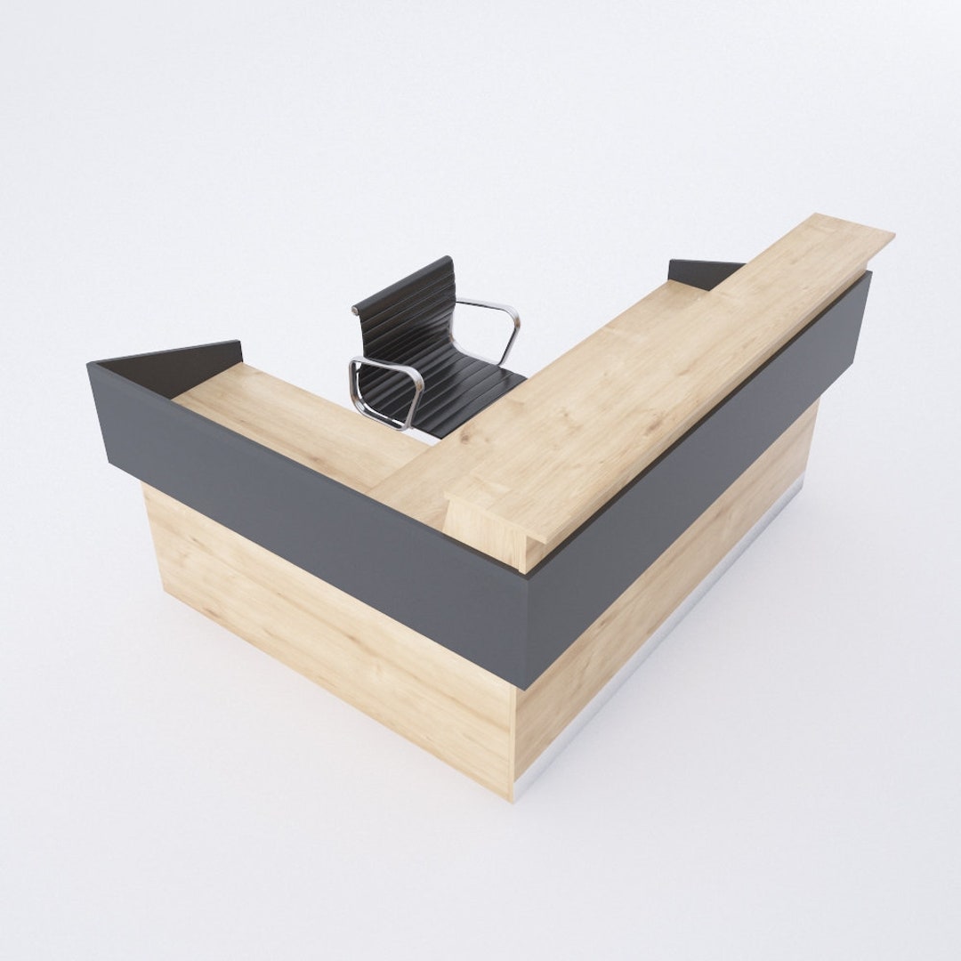 Reception Desk Model 6 Oak-anthracite Gray, Reception Desk L Shape, L ...