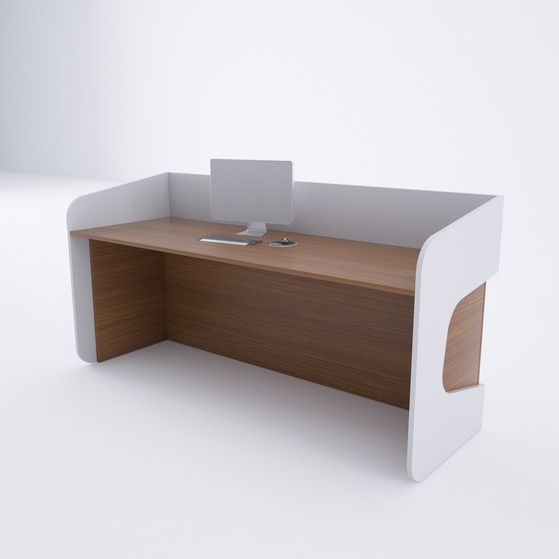 Reception desk model 1 walnut-white Custom Reception Desk | Etsy
