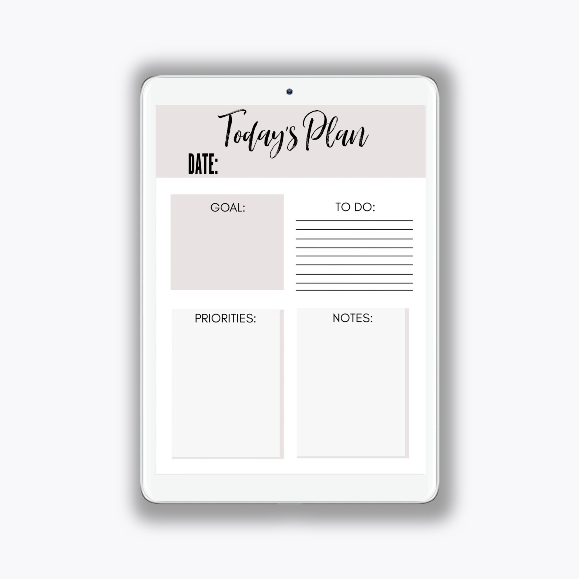 Today's Plan Digital Template | Printable Daily Planner - Etsy