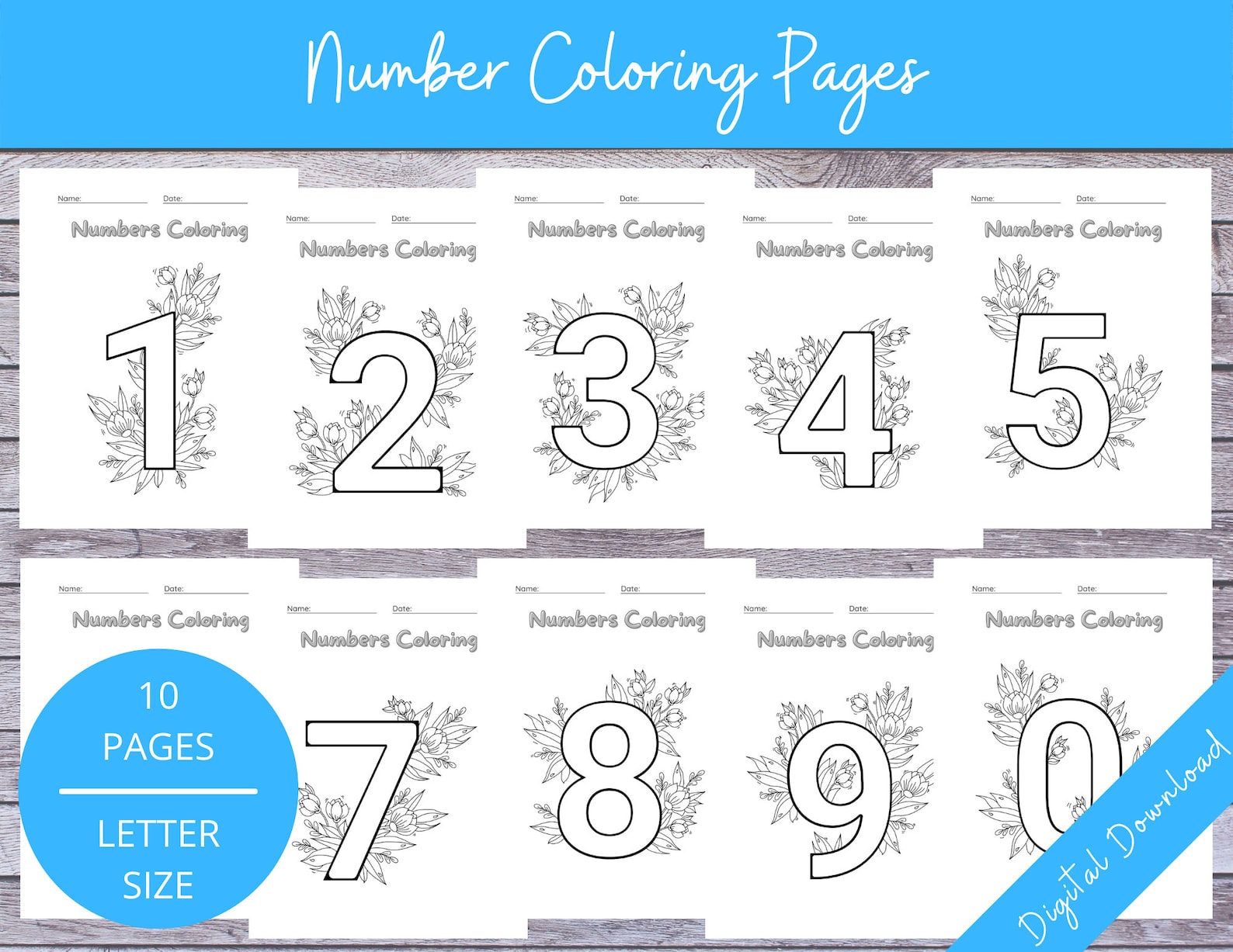 Number Coloring Page Bundle | Coloring Party | Preschool Activity ...