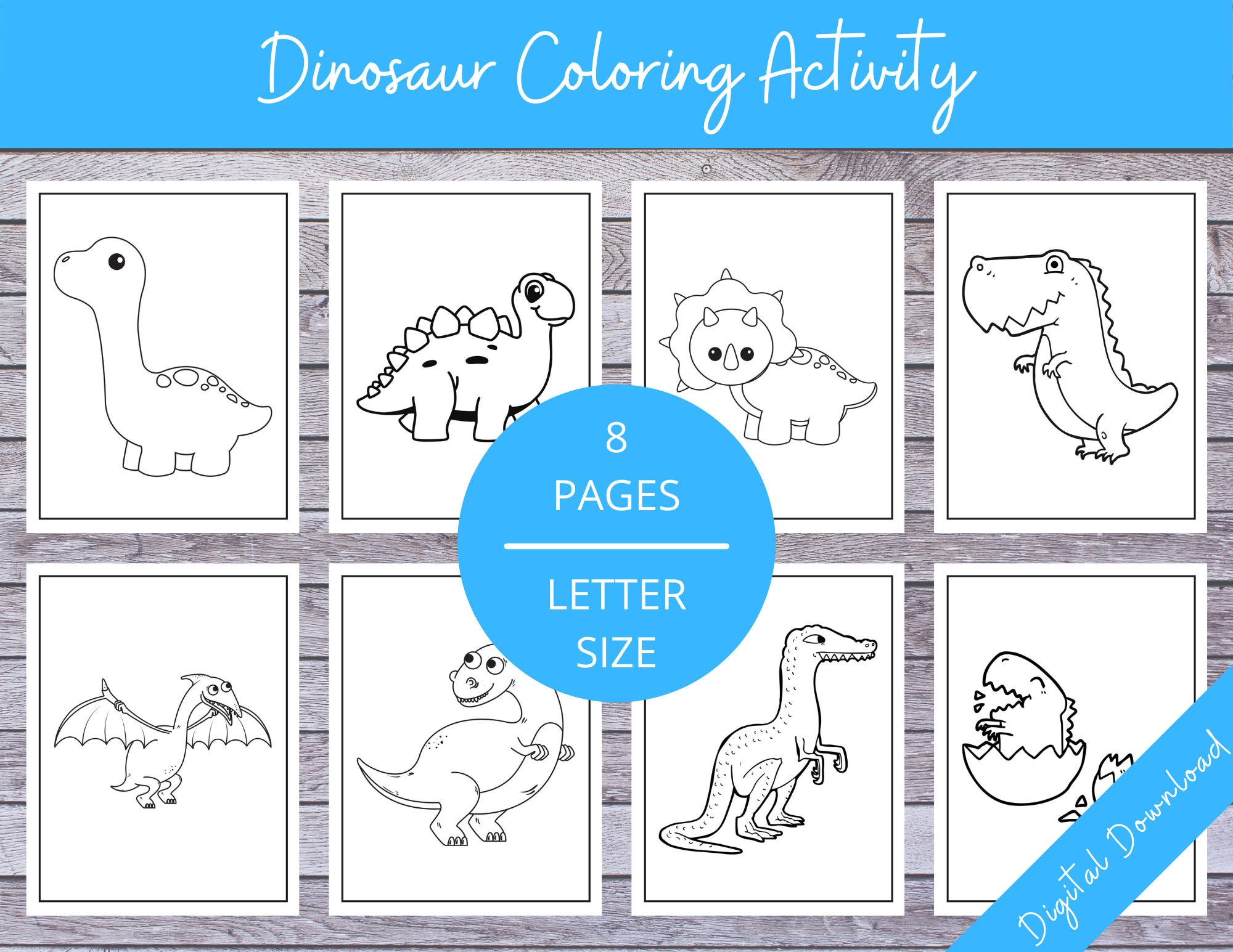 Dinosaur Coloring Bundle | Dinosaur Coloring Pages | Kids Coloring ...