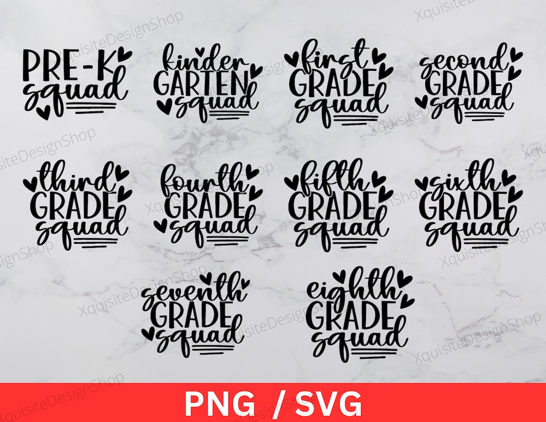 Grade Squad Png Svg Bundle | School Grade Squad Bundle | School Svg ...