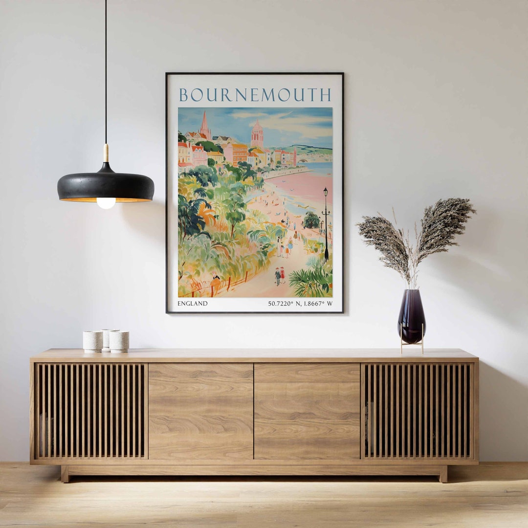 Bournemouth Print, INSTANT DOWNLOAD, Bournemouth Travel Poster ...