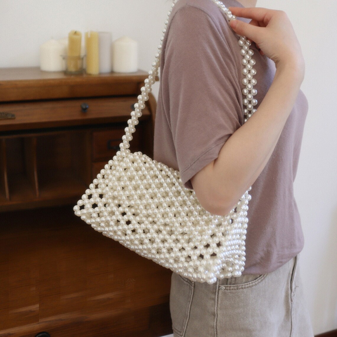 Sac à bandoulière perlé perle pour lété grand sac perlé fait | Etsy