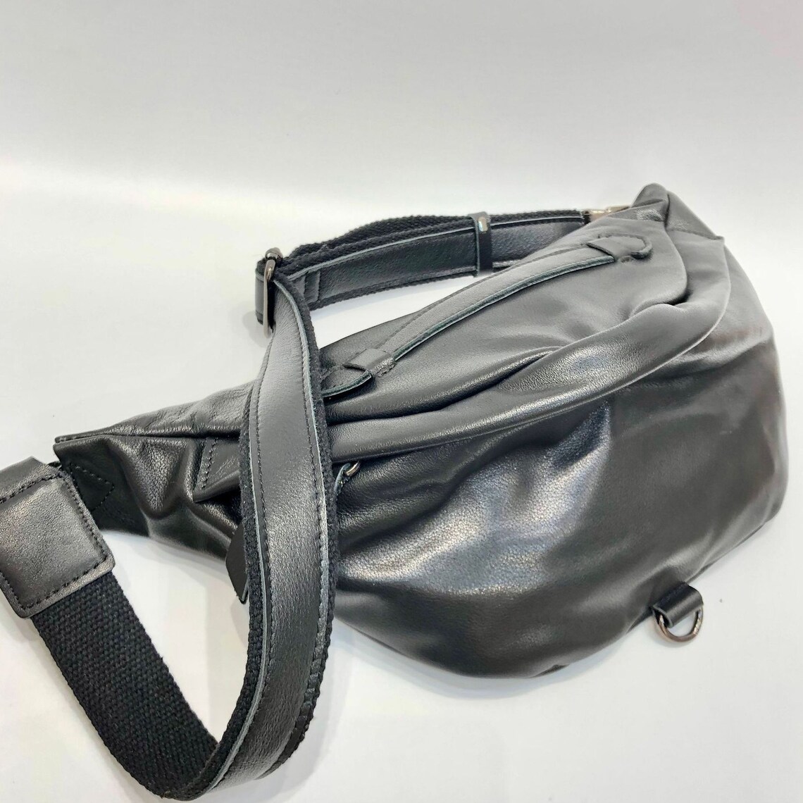 Black Leather Sling Backpack for Women Large Crossbody Sling - Etsy