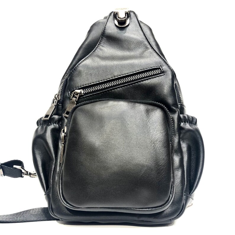 Black Leather Sling Bag Women, Handmade Sling Backpack Festival Gift ...
