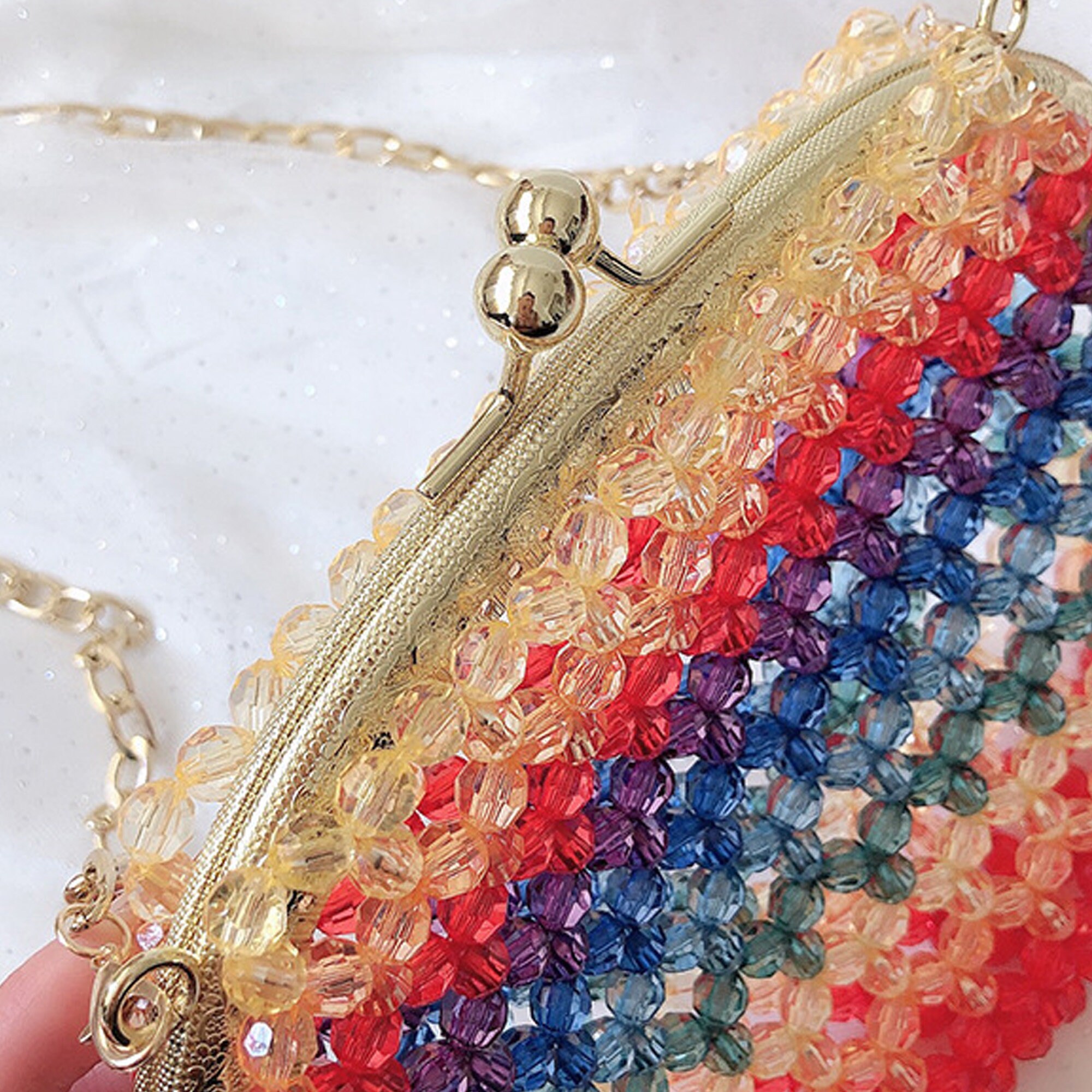 Bunte Perlentasche Clutch handgewebte Perlen Umhängetasche | Etsy